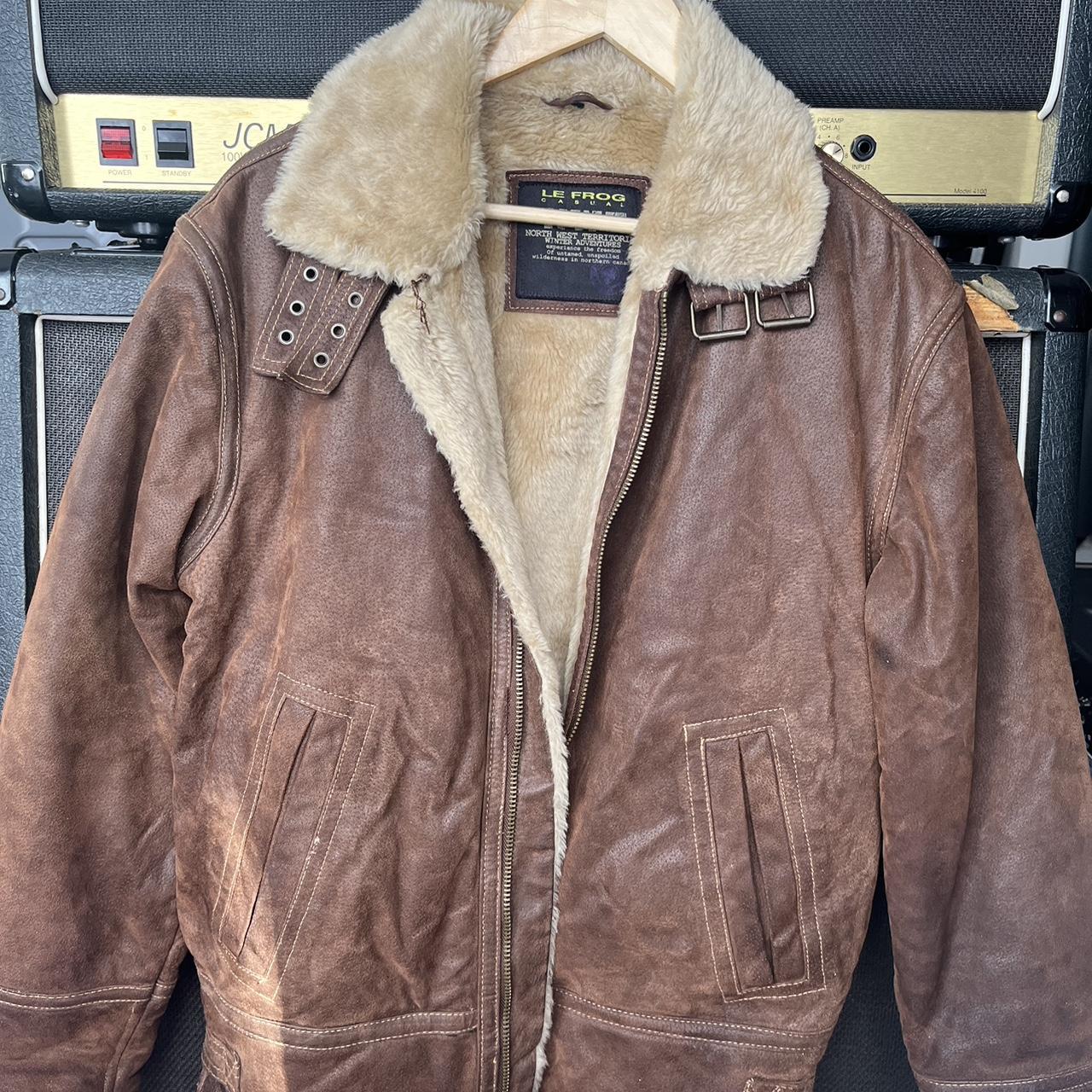 Vintage suede leather flying jacket, sheepskin... - Depop