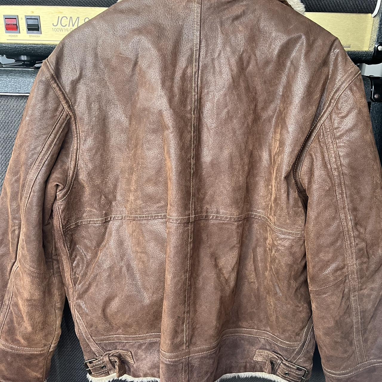 Vintage suede leather flying jacket, sheepskin... - Depop