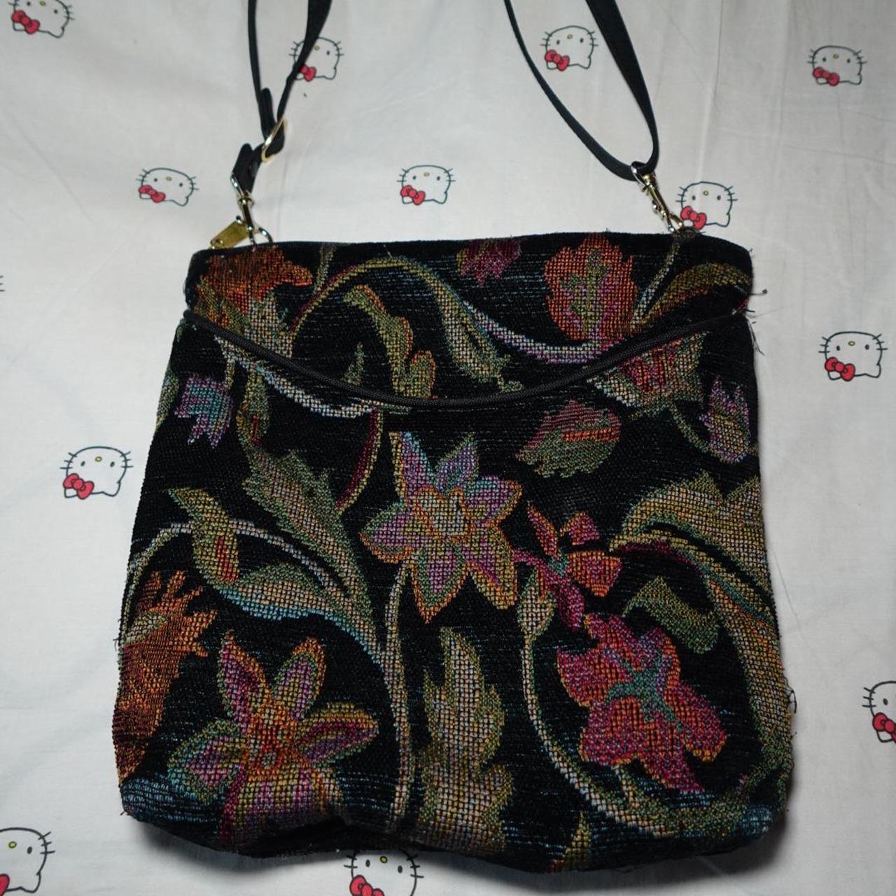 Multi-coloured tapestry shoulder bag with adjustable... | Depop