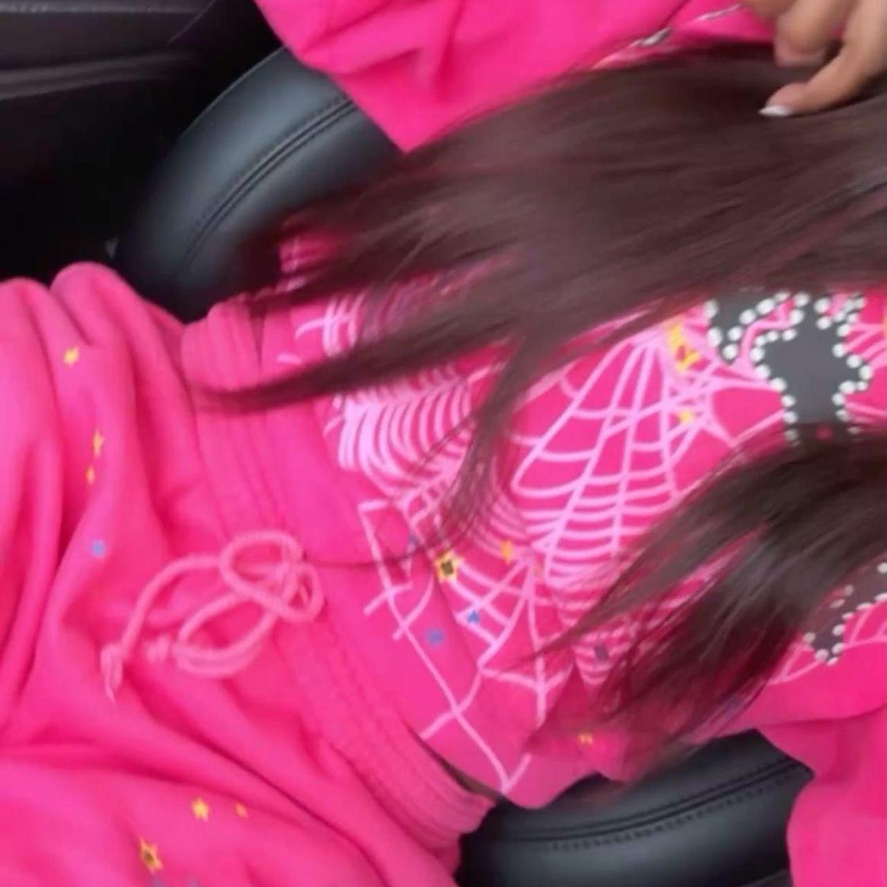 pink sp5der hoodie AND sweats pink hoodies, spider... | Depop