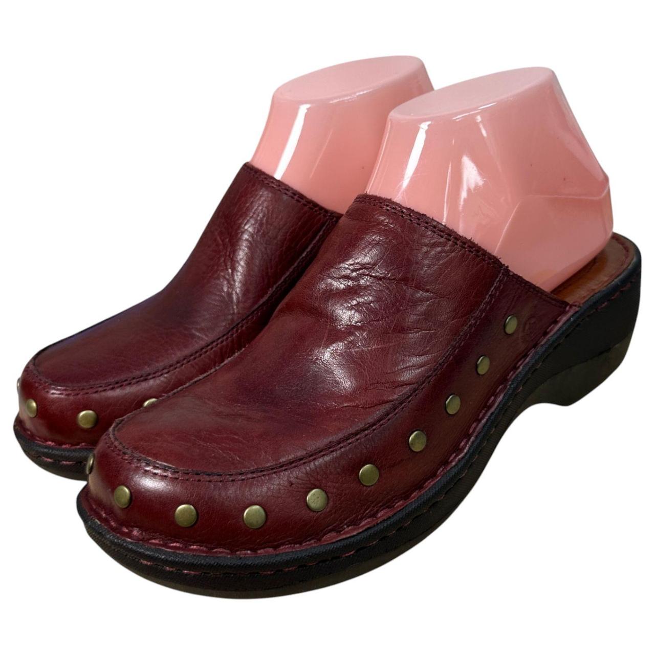 Born Majesty Leather Studded Clogs Red Burgundy Size... | Depop