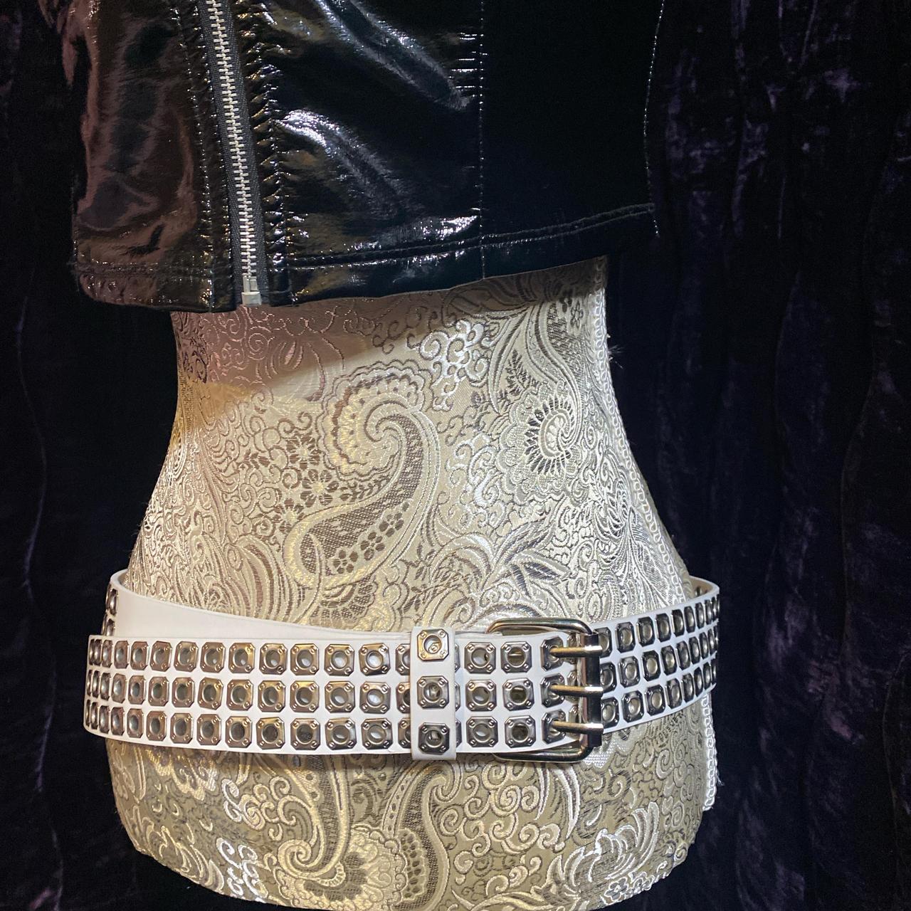 White studded belt with silver accents #150 New... | Depop