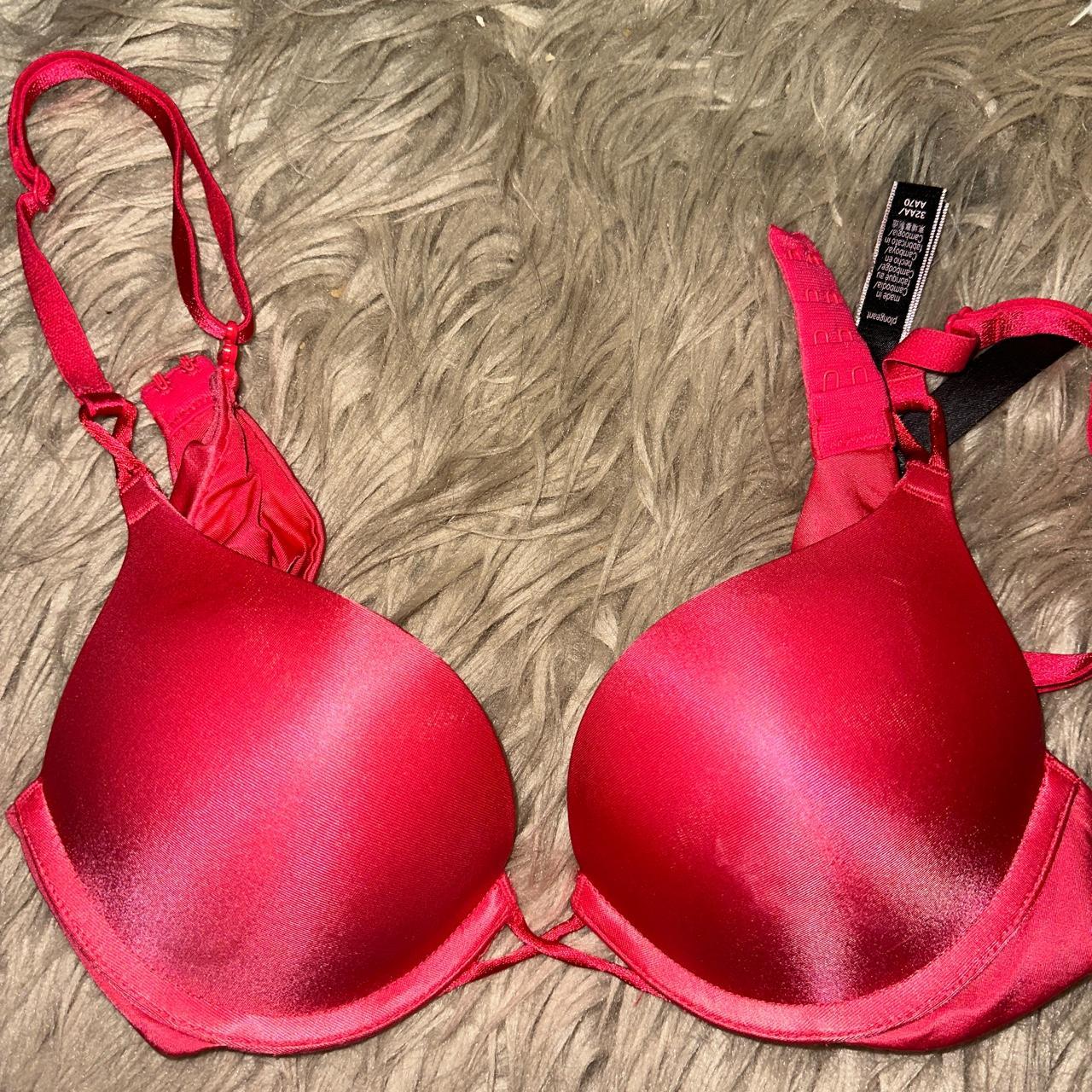 Red Victoria Secret Add Two Cups Bra in 32A Feel... | Depop
