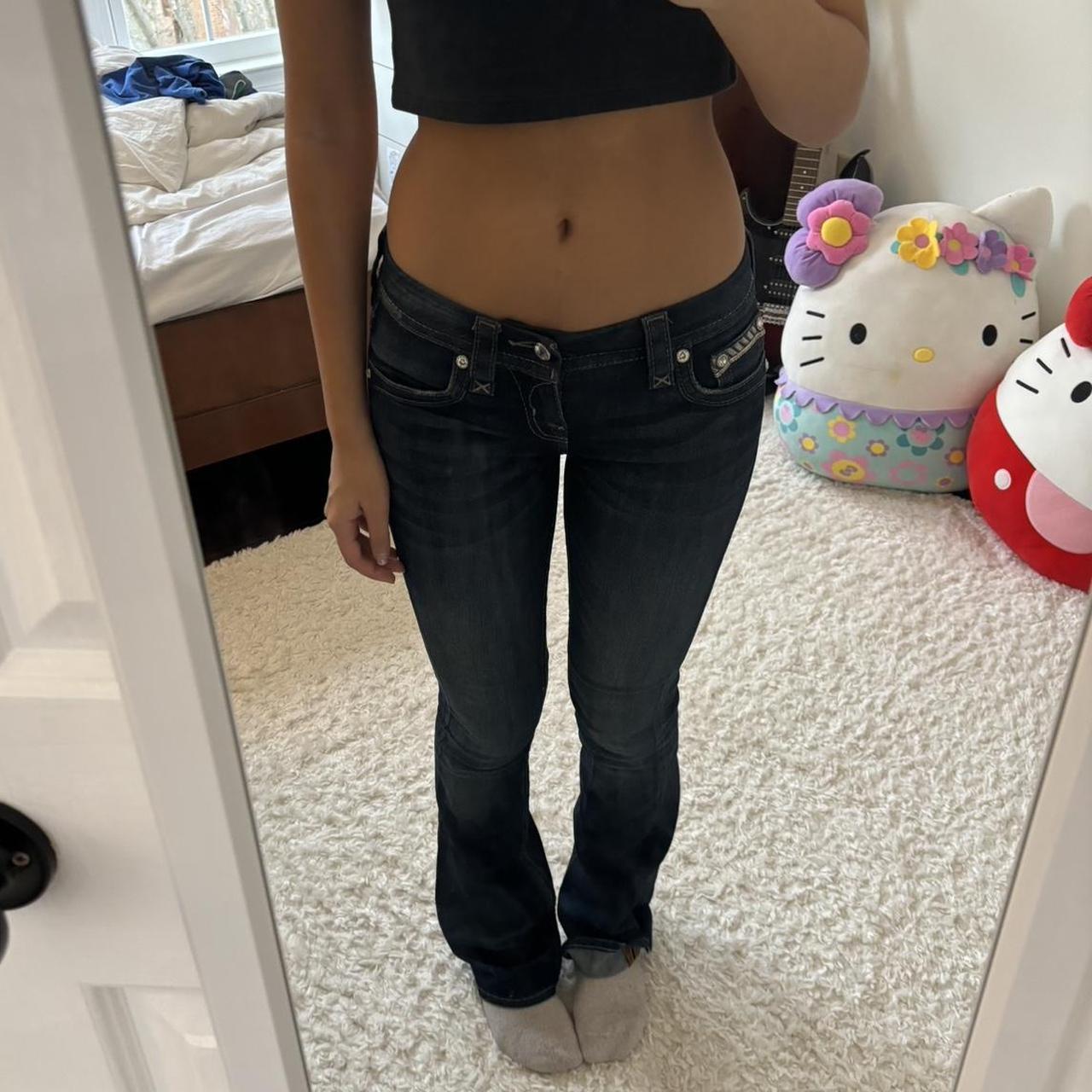 super cute low rise bedazzled early 2000s rock... | Depop