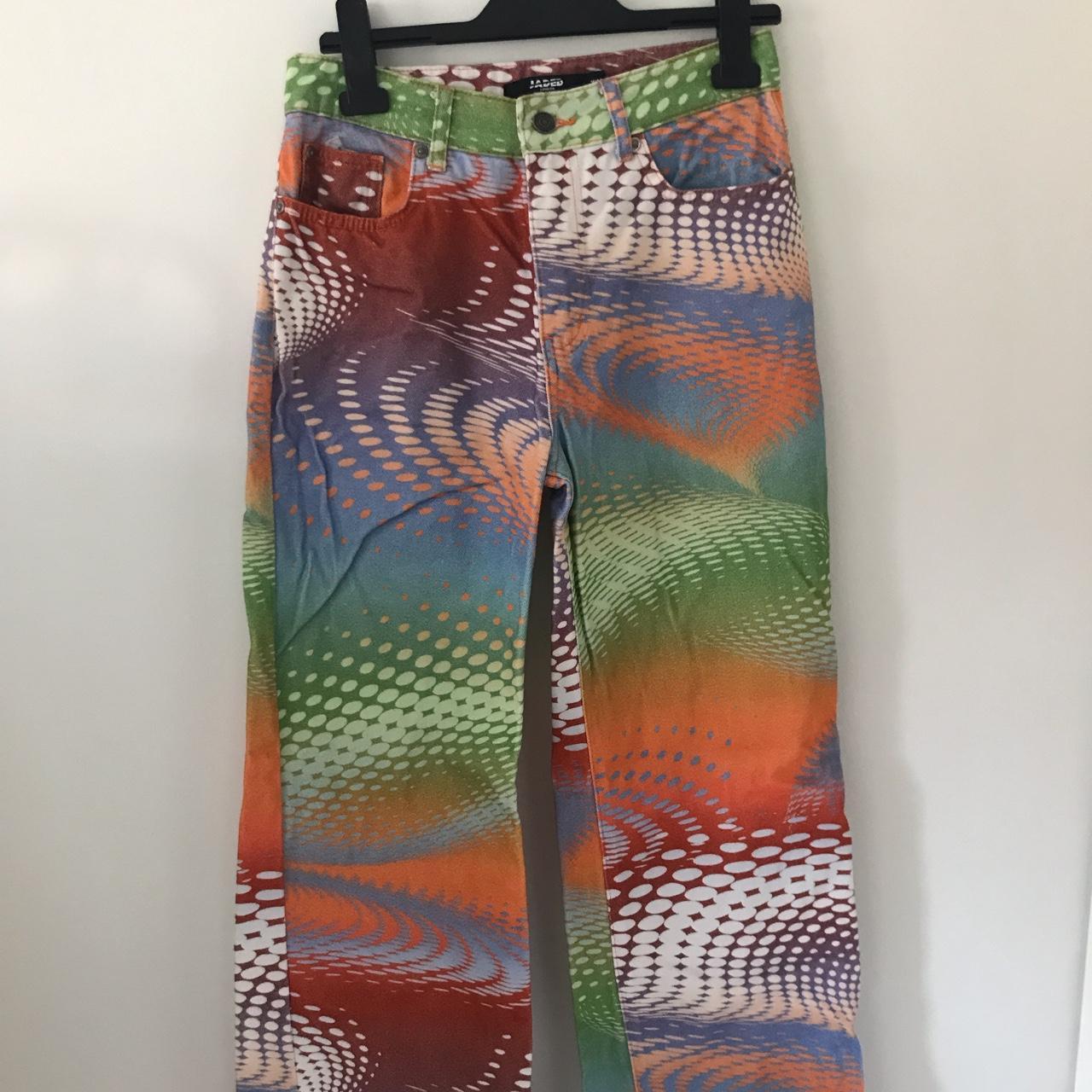 Jaded London multicoloured wave abstract jeans worn... - Depop