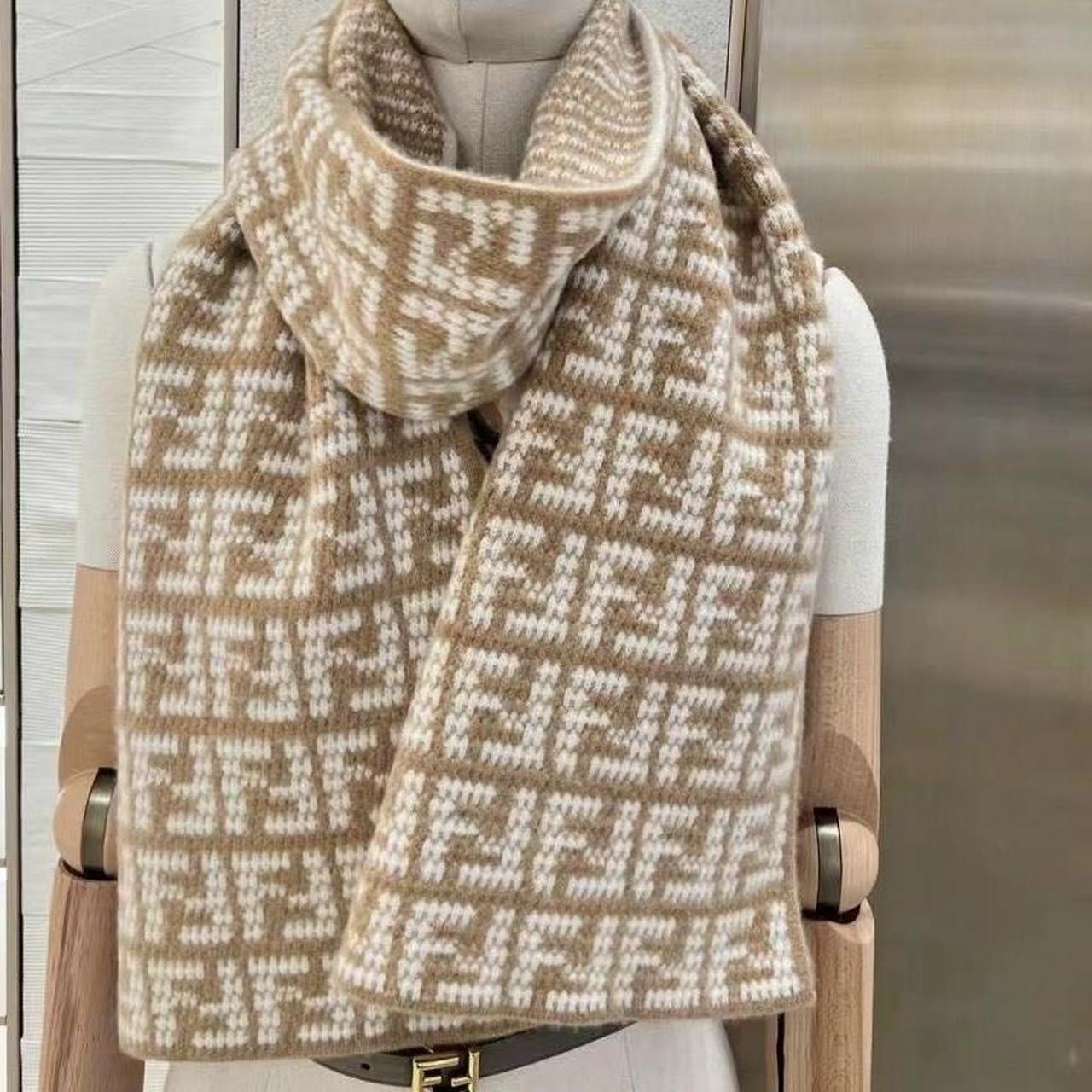 Fendi FF Knitted 100% Cashmere Scarf - Depop