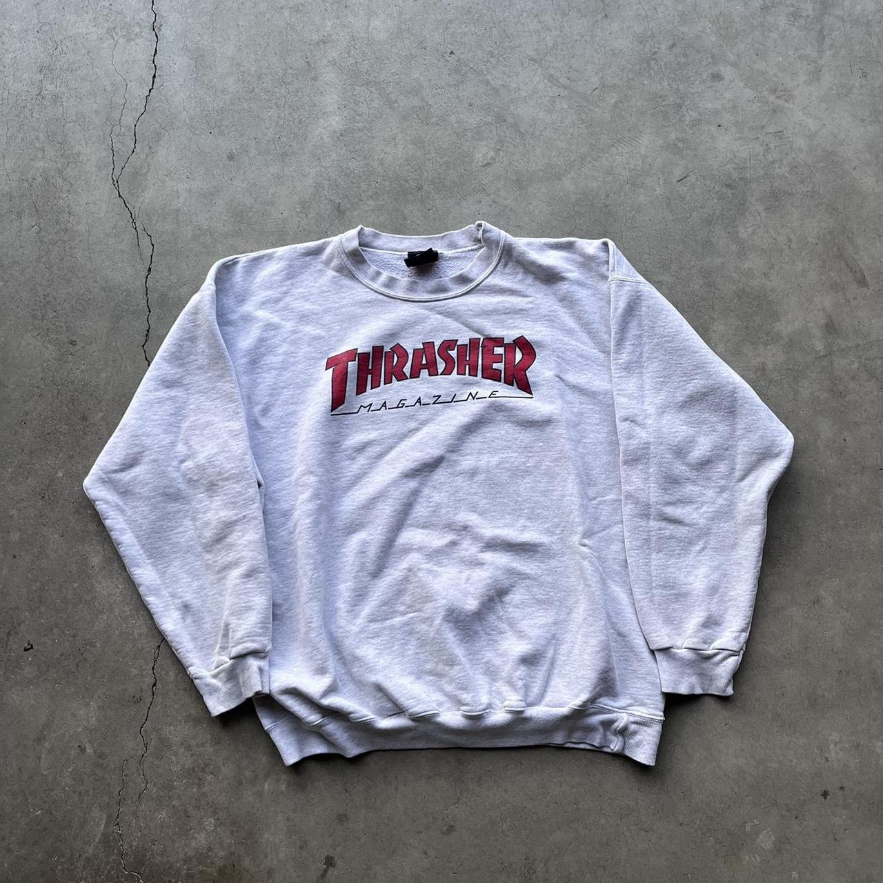 Thrasher Crewneck no size tag fits a large msg for... - Depop