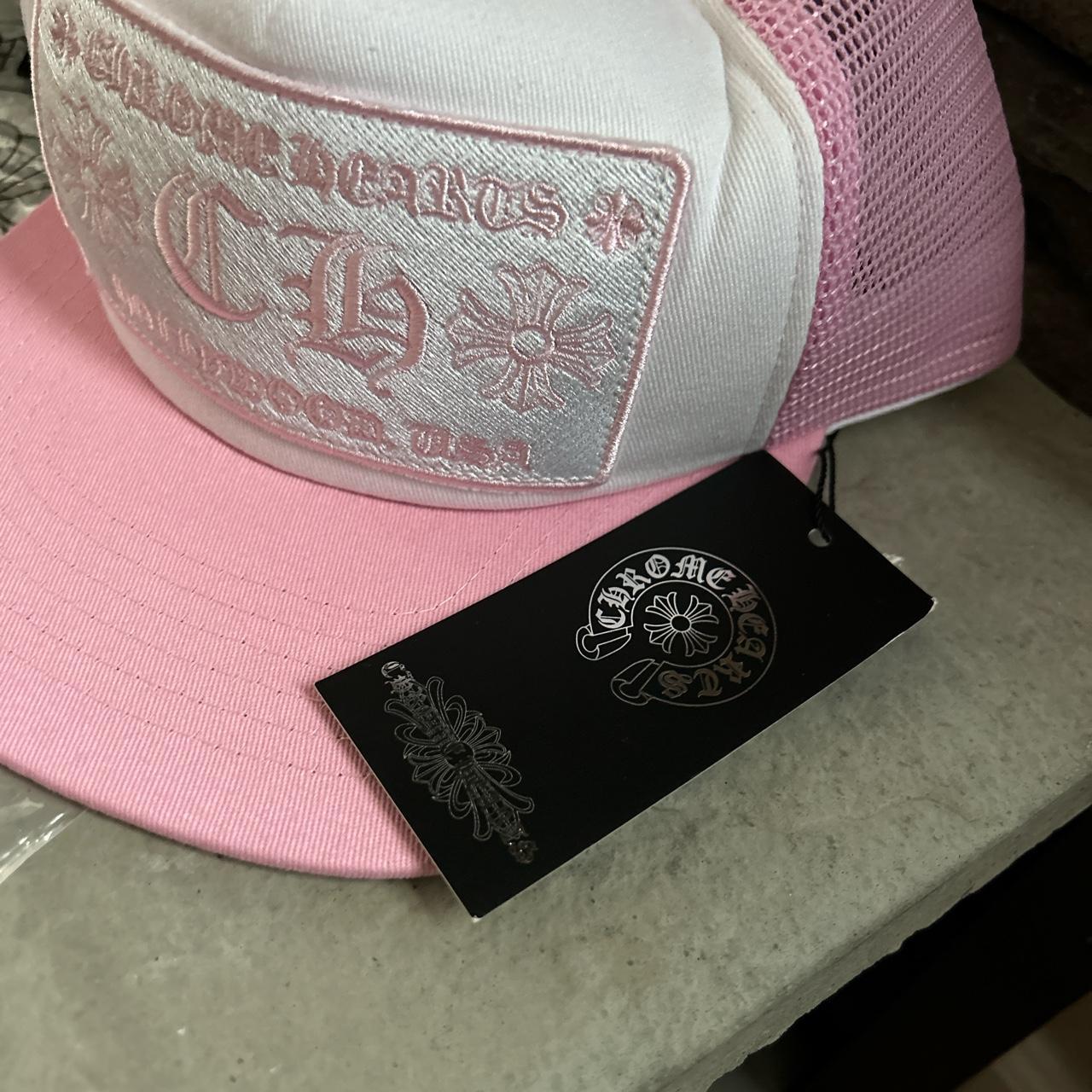 Chrome Hearts Men's Pink and White Hat | Depop