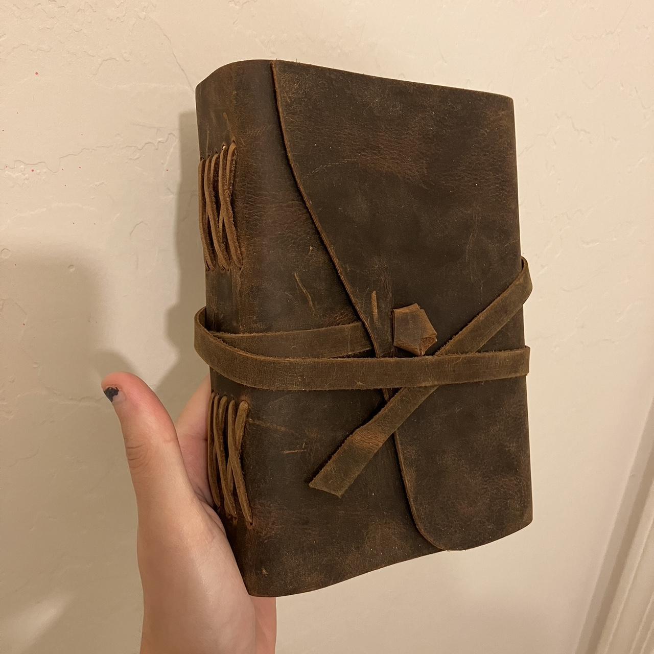 🌙 brown leather bound journal 🌙 aesthetic... - Depop