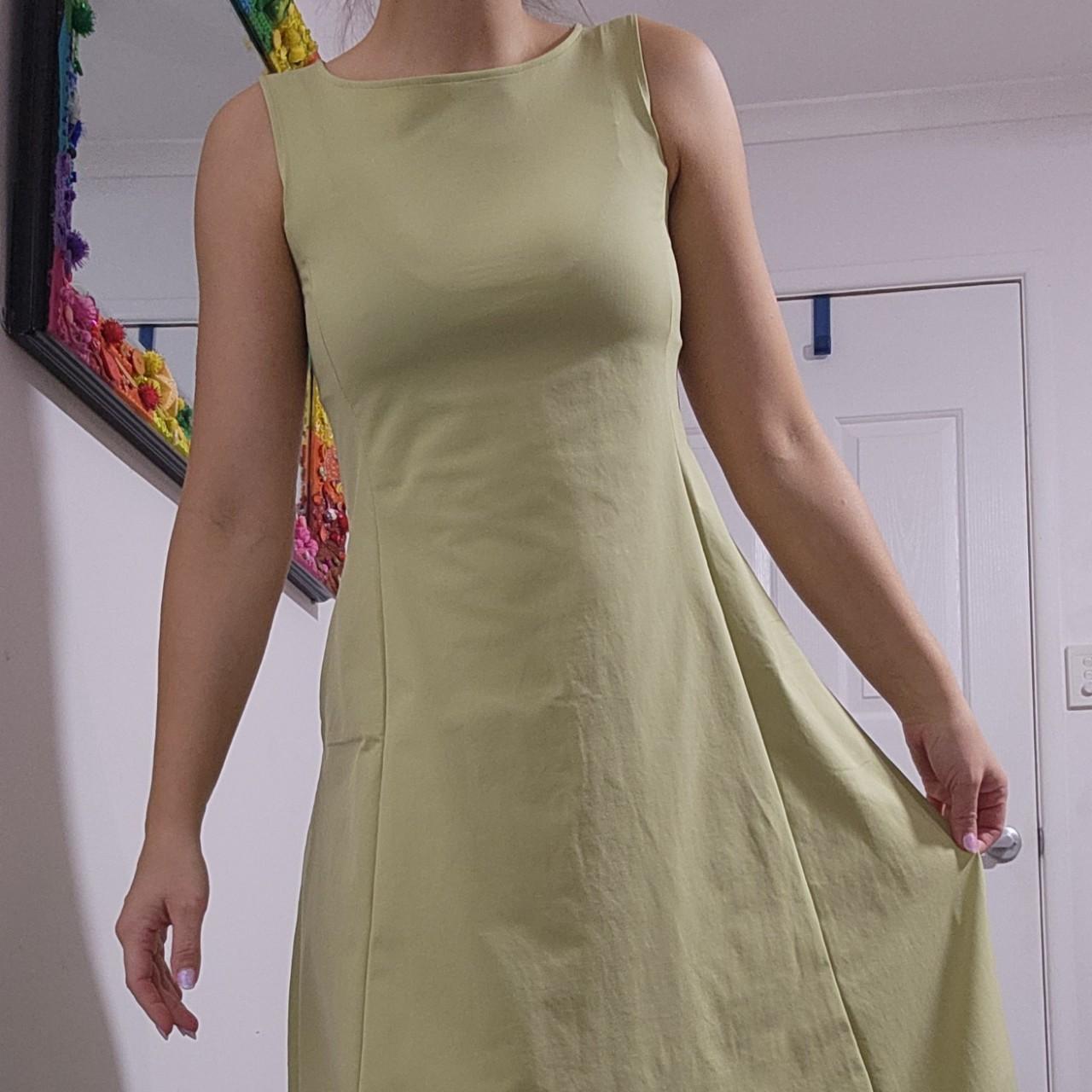 Lime green sleeveless uniqlo dress with... | Depop