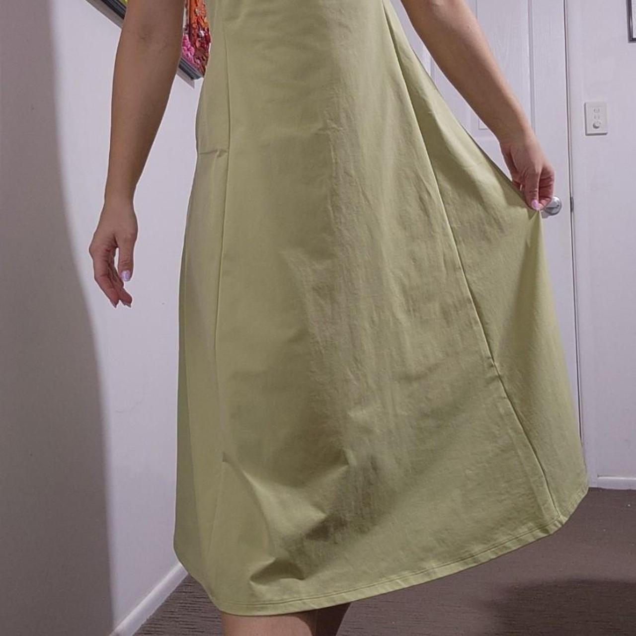 Lime green sleeveless uniqlo dress with... | Depop