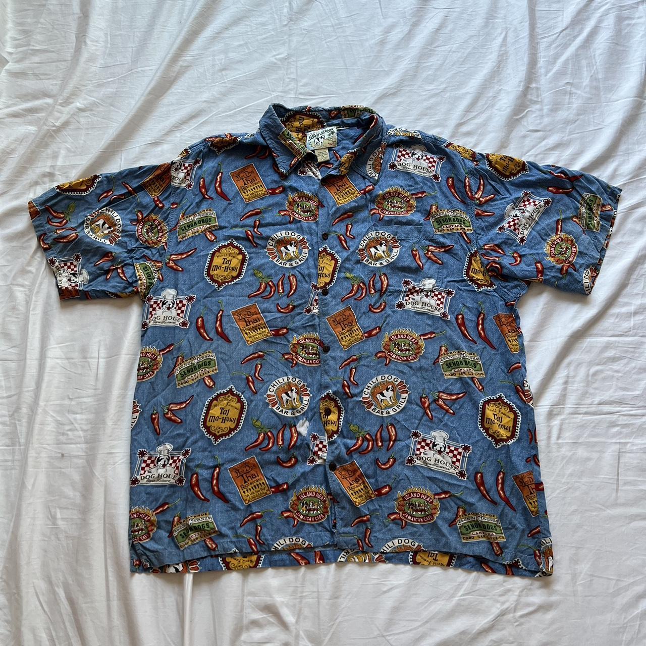 Big Dogs Chili Pepper short sleeve button up shirt... - Depop