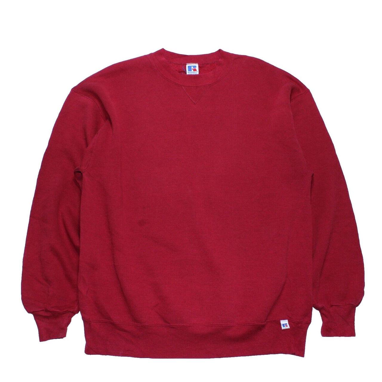 Russell Athletic Blank Sweatshirt Mens Large Red... - Depop