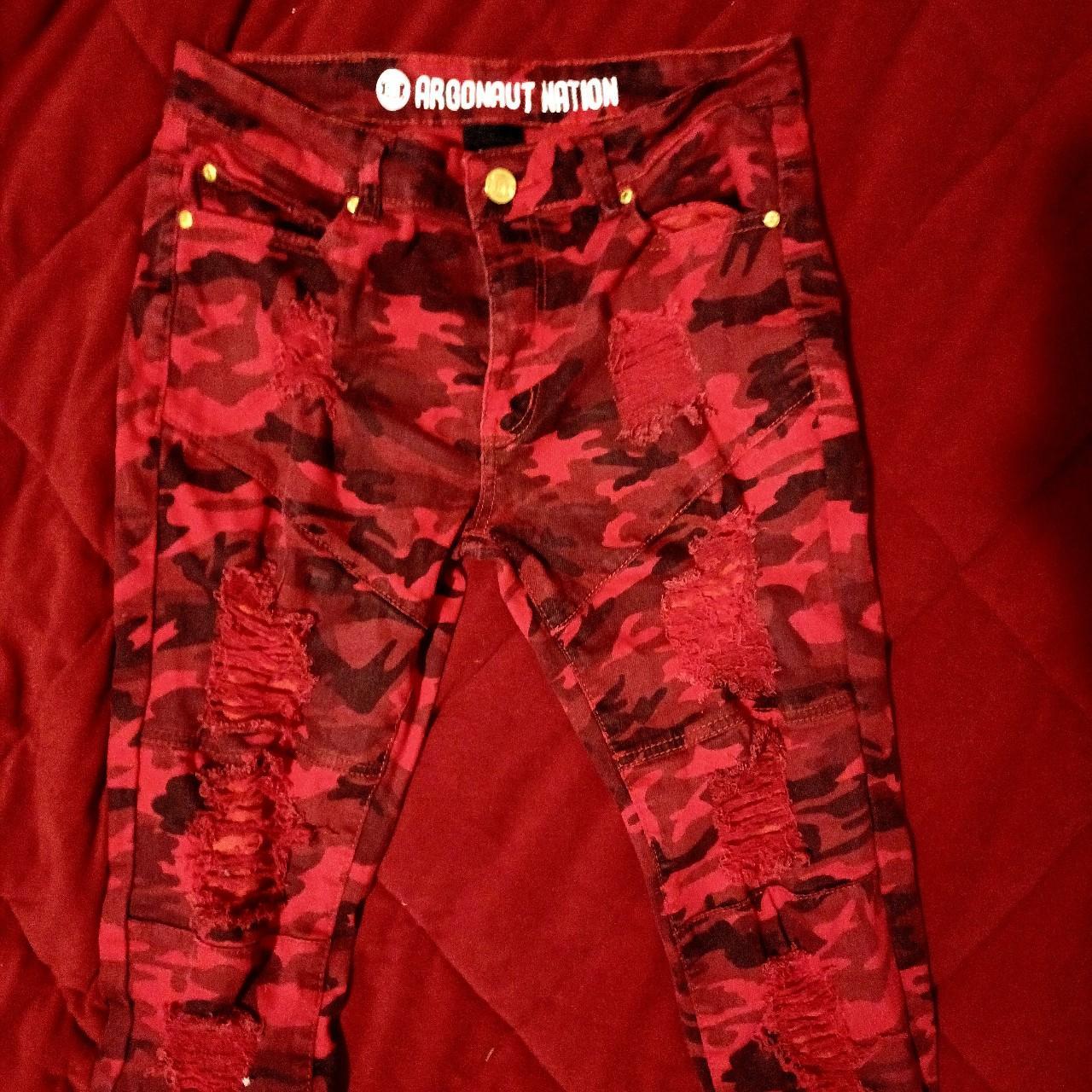 Ripped red jeans Argonaut Nation 32/34 - Depop