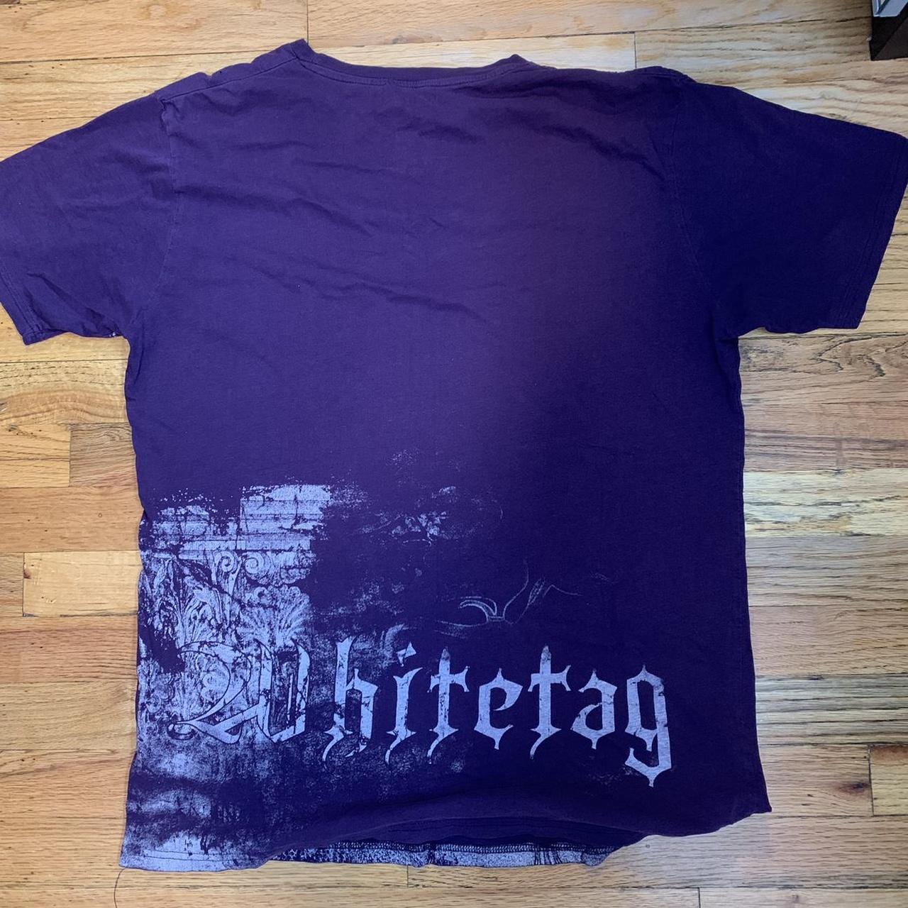 Purple and blue Affliction style tee #grunge #skater... - Depop