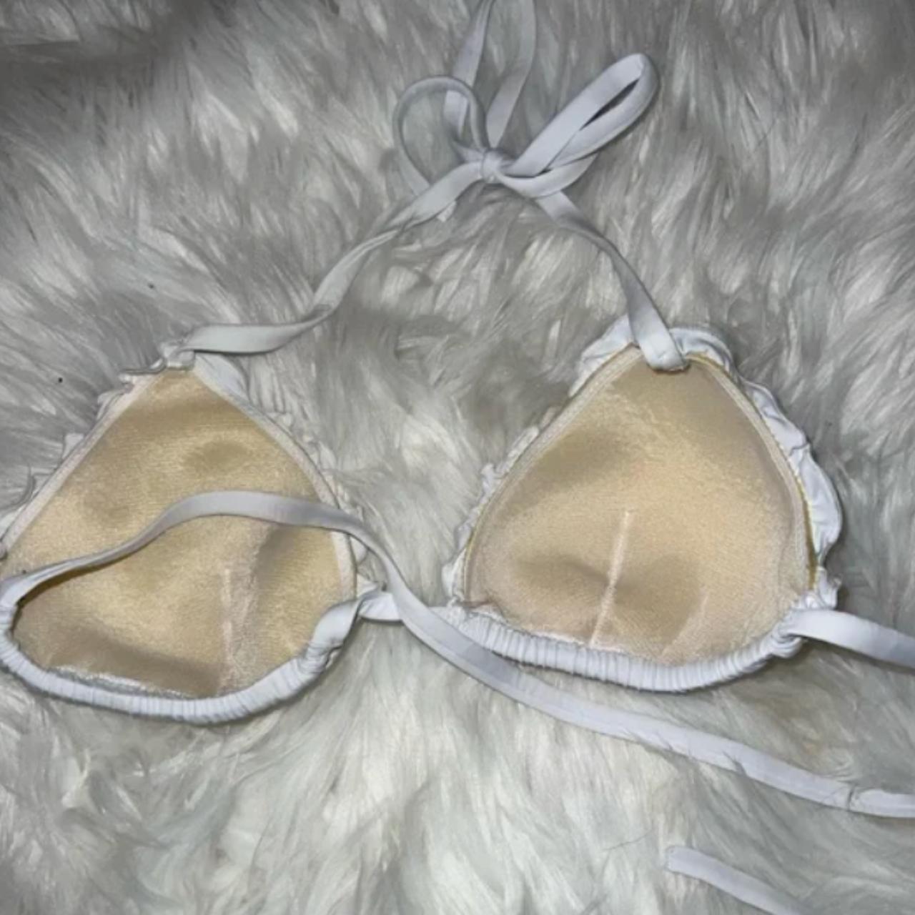 Ruffle bikini top White Non-removable padding Tie... - Depop