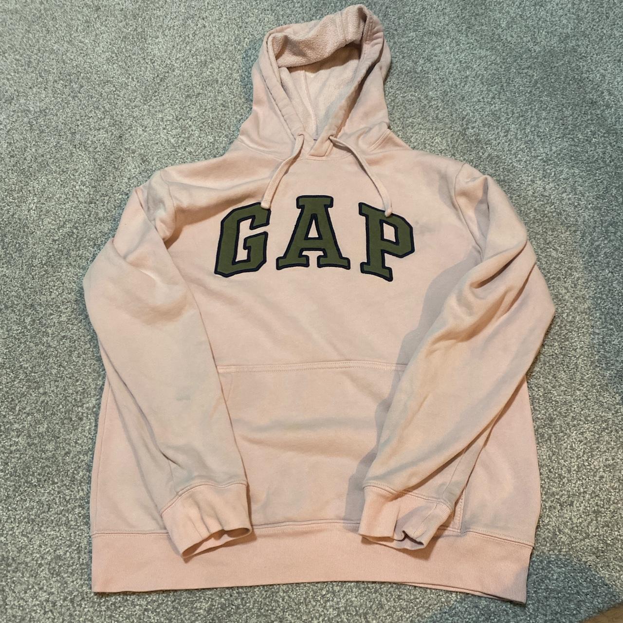 light pink gap hoodie size small bleach stain on... - Depop