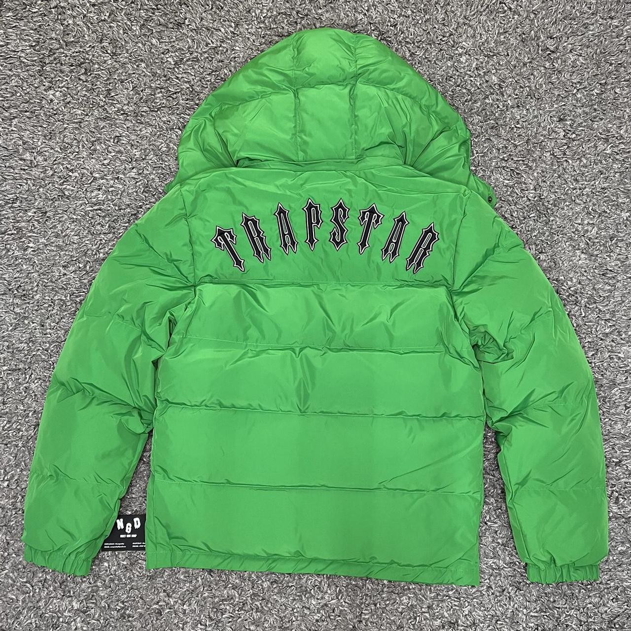 Trapstar Men's Green and Black Coat | Depop