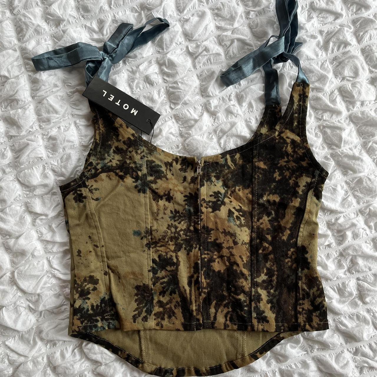motel rocks jatmi brown forest tapestry corset... - Depop