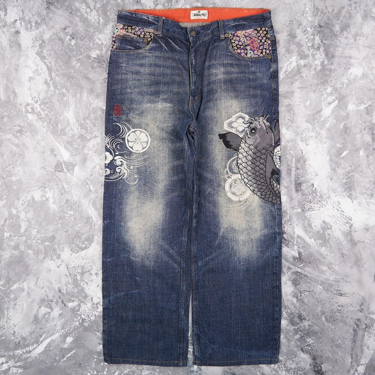 Vintage Karakuri Japanese Denim Jeans Measured... - Depop