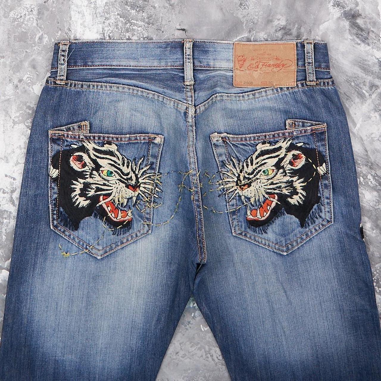 Ed Hardy Denim Jeans Measured Size: 31W X 32L Leg... - Depop