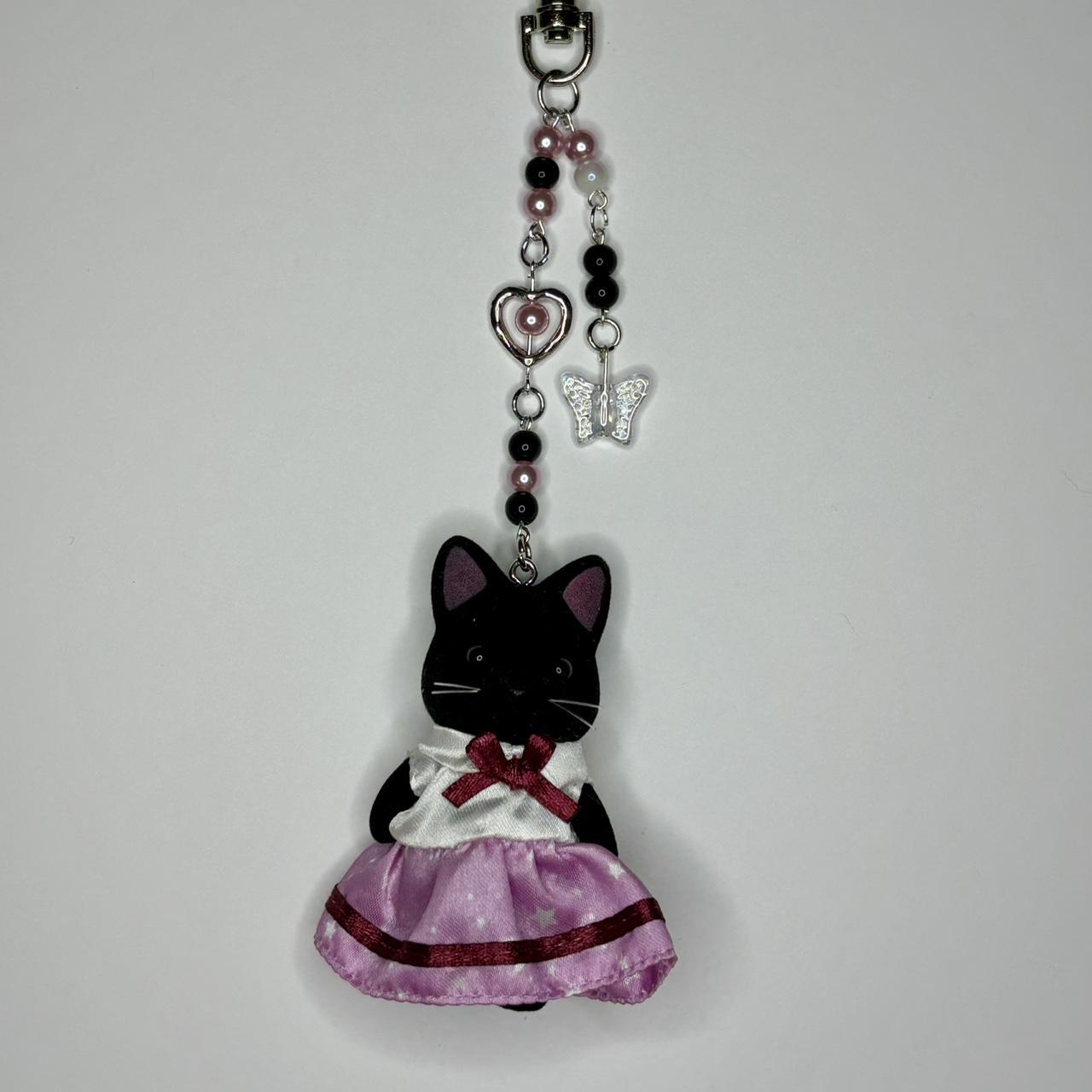 Black Cat Calico Critter Keychain - Depop