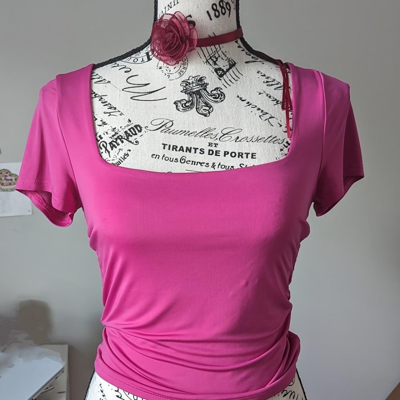Hot pink Square neck top Soft and Lush Nice for... - Depop