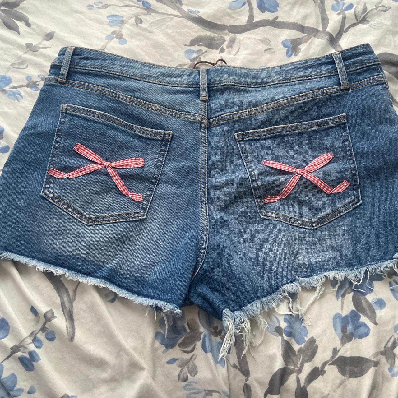 customized size 19 no boundires denim shorts/jorts,... - Depop