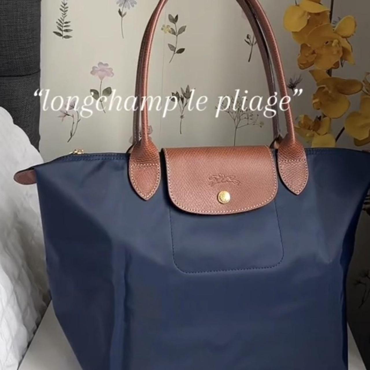 Blue longchamp with brown handles Totally new with... | Depop