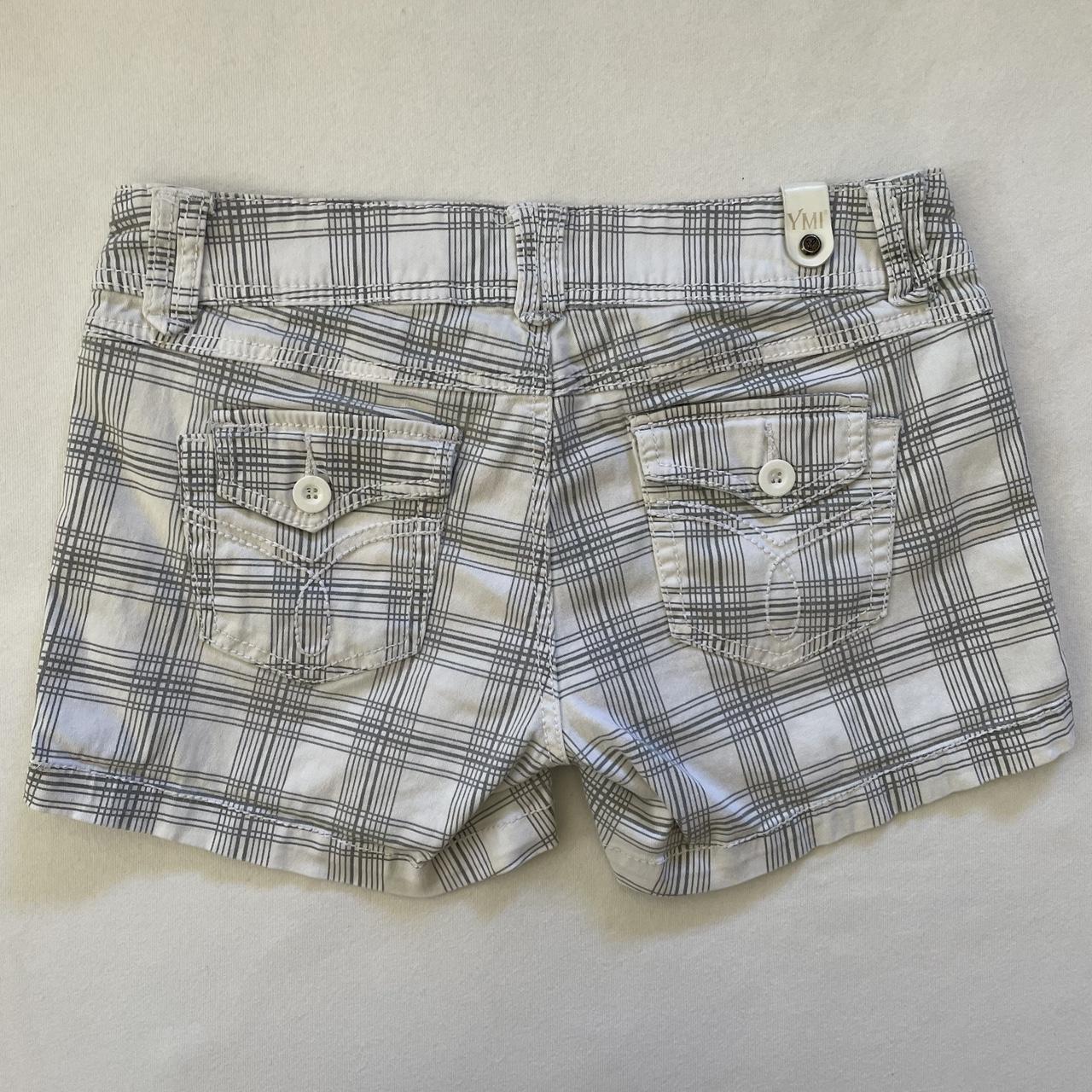 Y2K YMI plaid gray micro shorts with back flap... - Depop