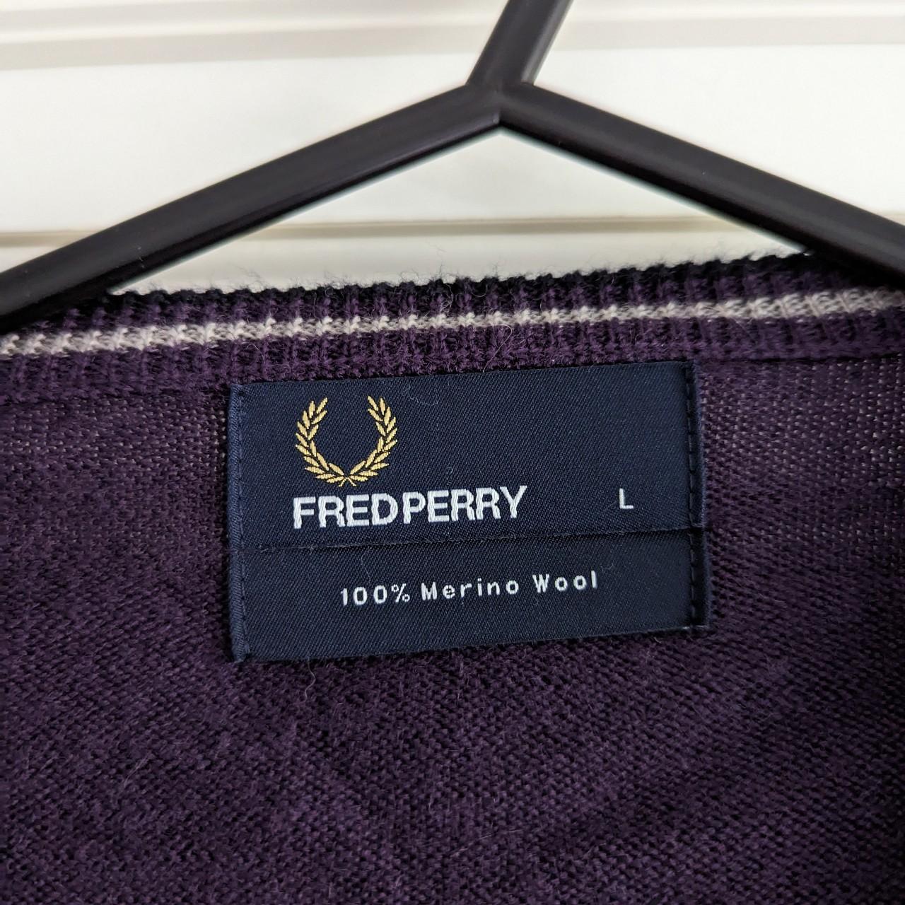 Mens Fred Perry 100% merino wool V neck jumper in... - Depop