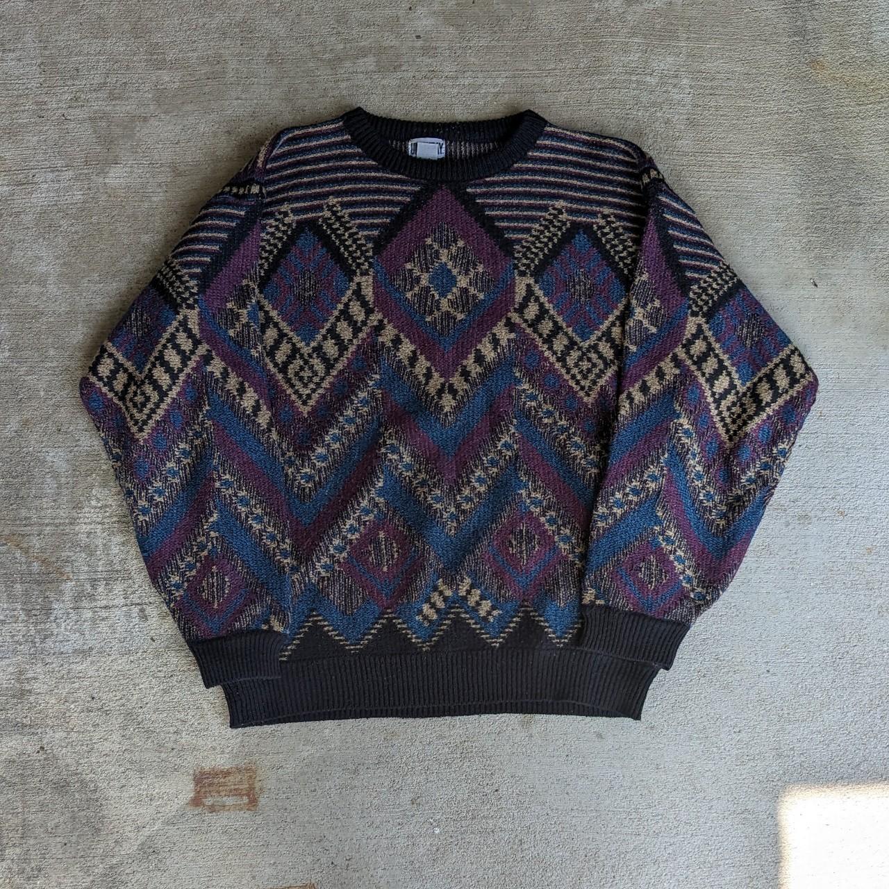 Vintage Funky Sweater Geometric Unionbay Tag Size:... - Depop
