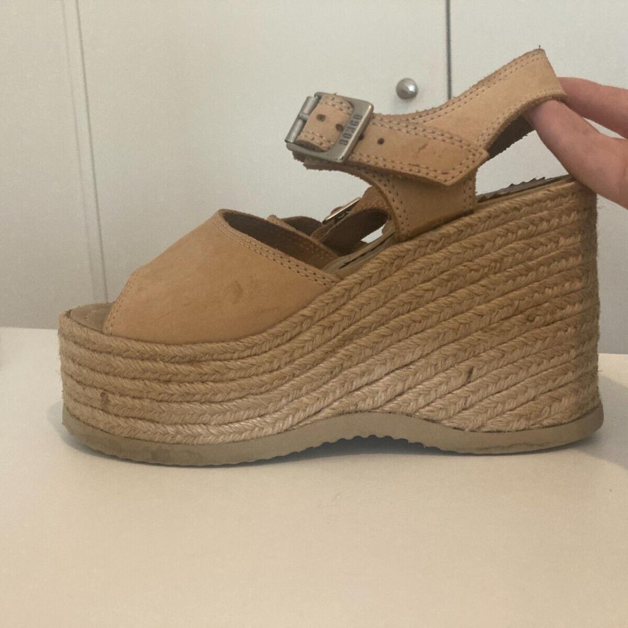 BONGO Beige Nude Camel Platform Sandals Suede Rope... - Depop