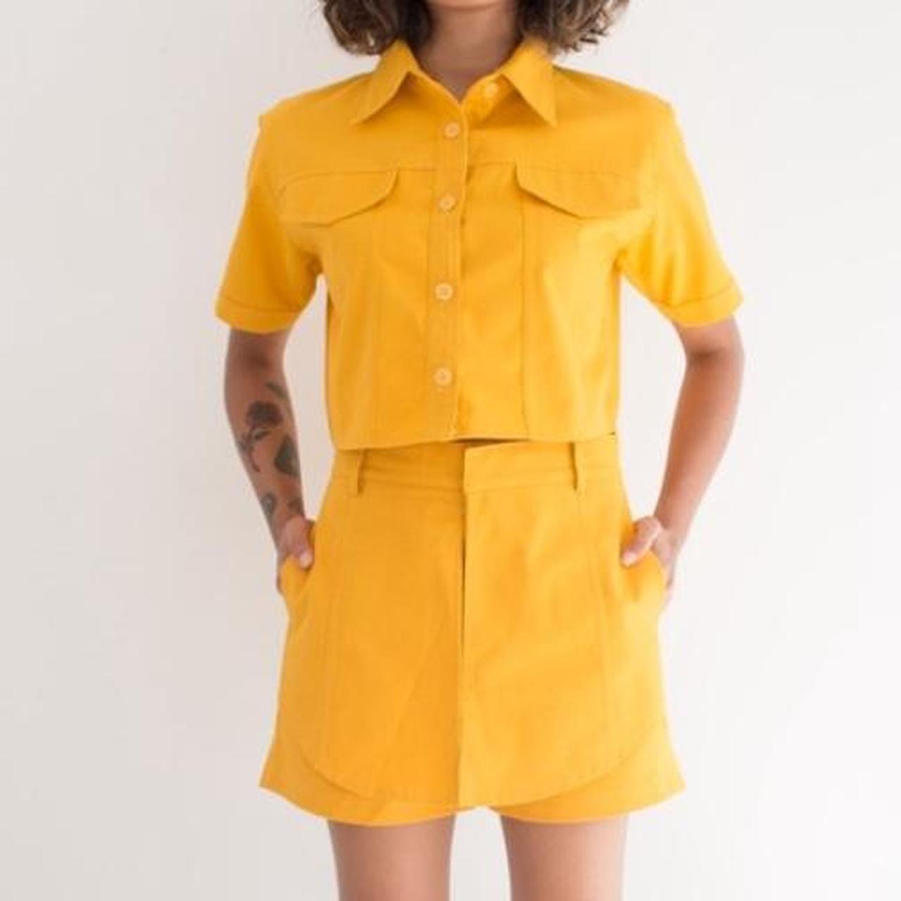 Yellow safari style matching set Never worn Size M -... - Depop