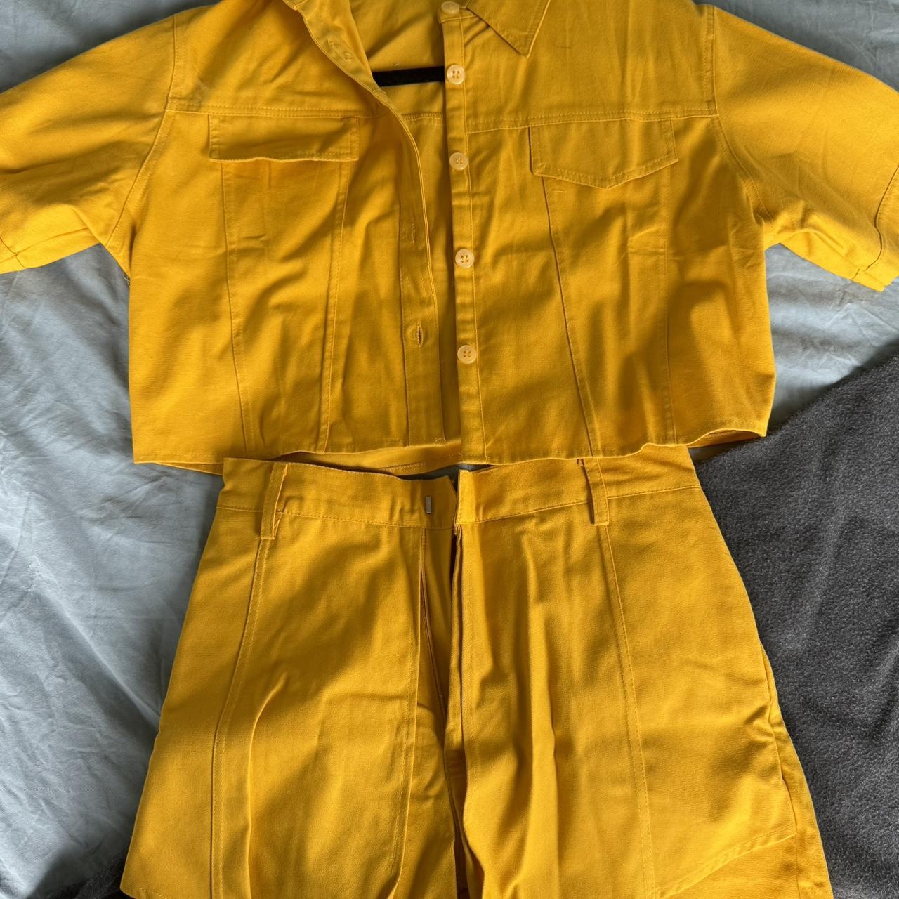 Yellow safari style matching set Never worn Size M -... - Depop