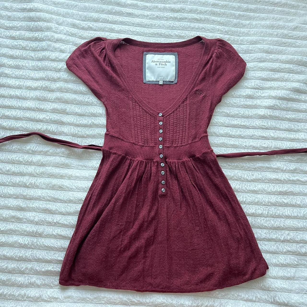 vintage red abercrombie and fitch knitted henley... - Depop