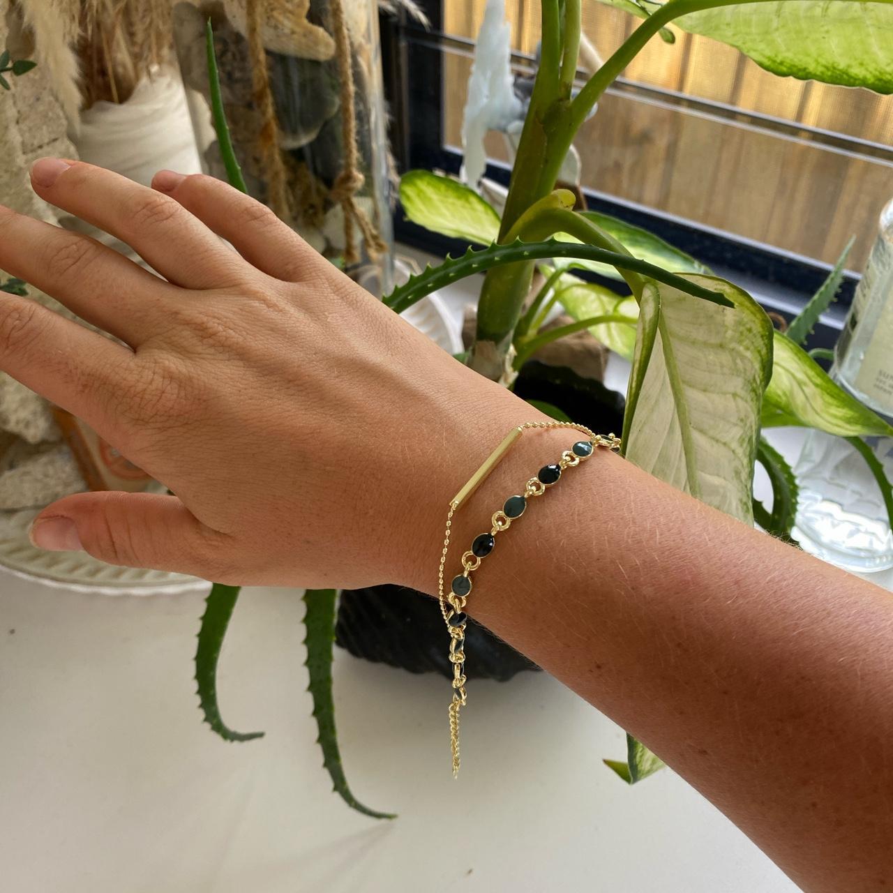 Vintage Double Layer Bracelet, Simple Green... | Depop