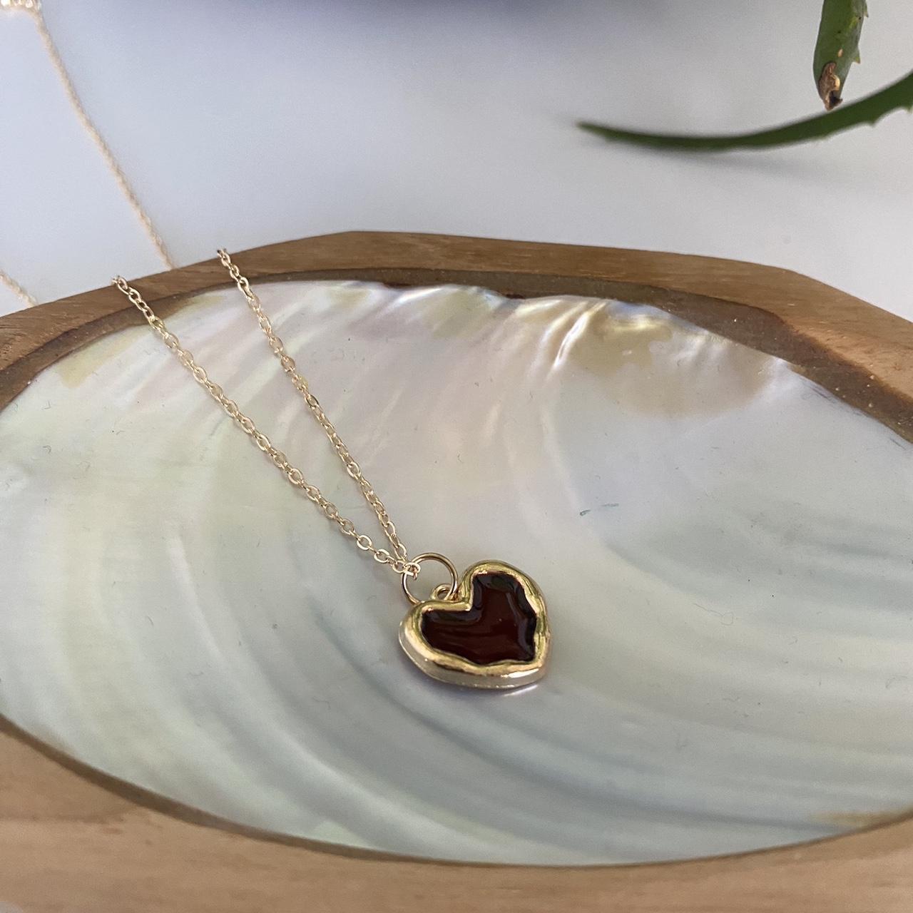 Beautiful Red & Golden Heart Necklace 🌹 - Depop