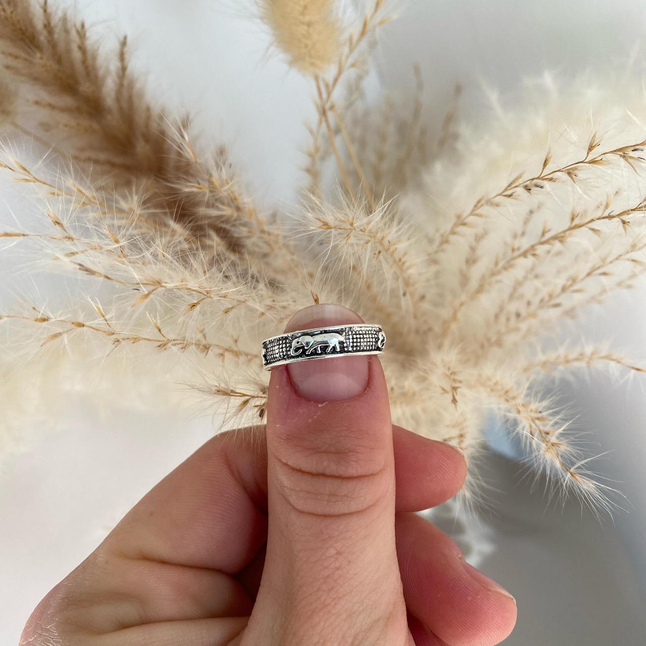 Black & Silver Elephant Tribal Ring Size 7 - Depop