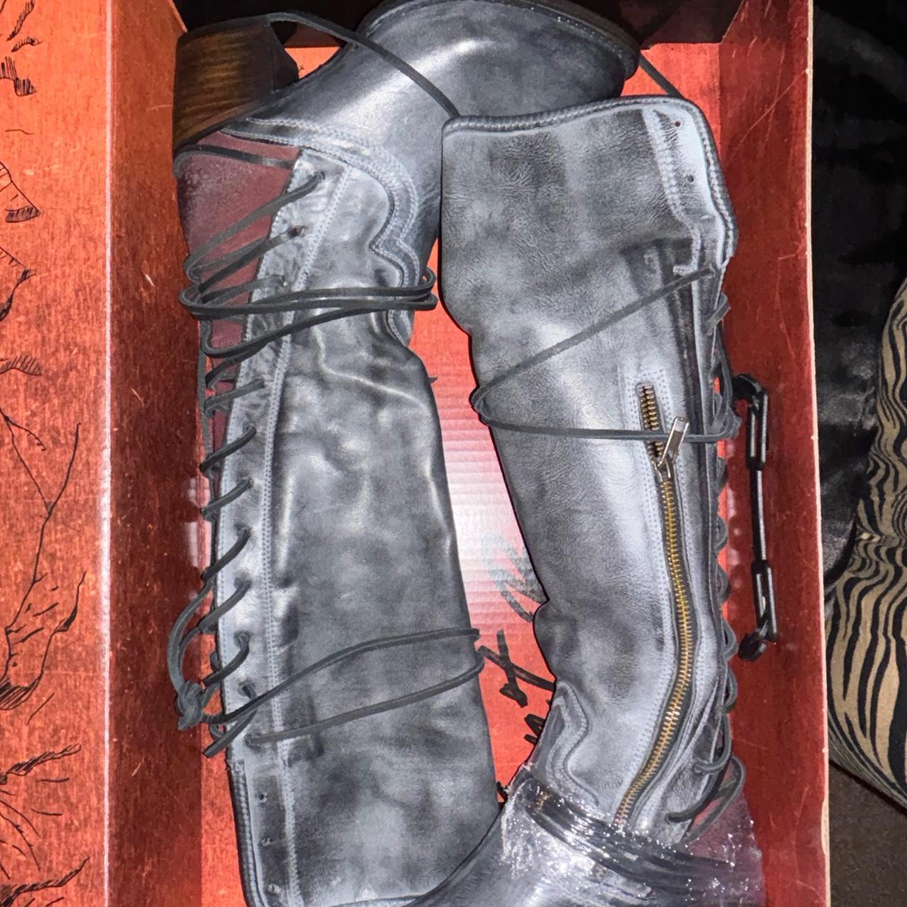 Brand New FreeBird Grey suede knee-high boots with... | Depop