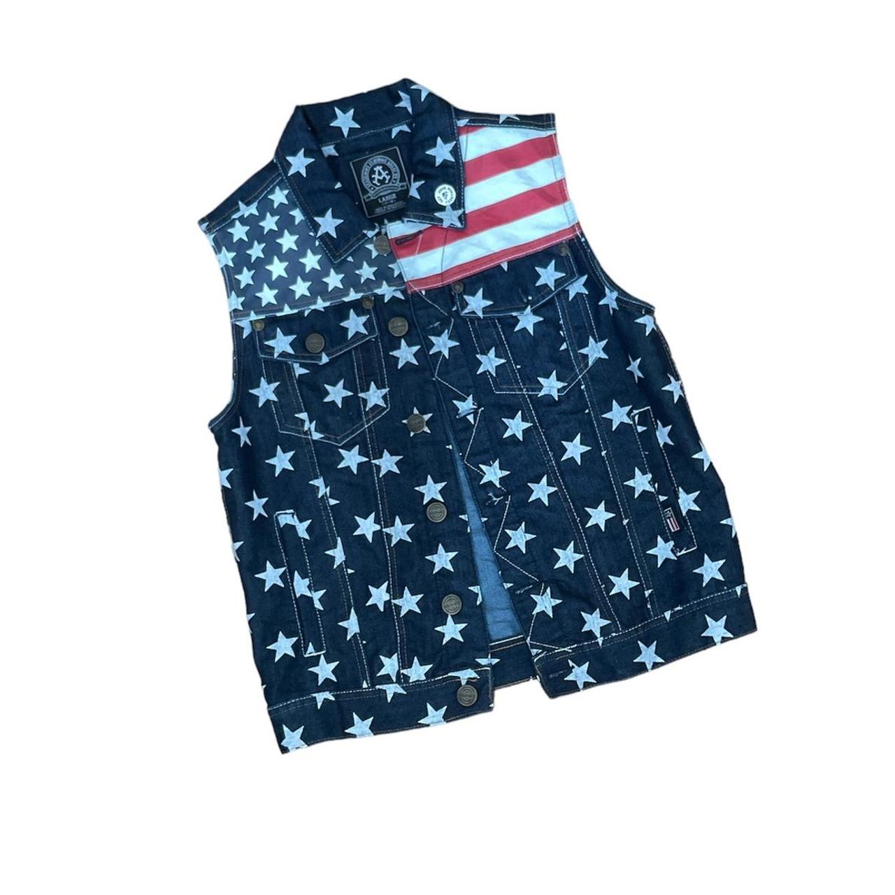 Denim vest with stars and american flag motif. Got... - Depop
