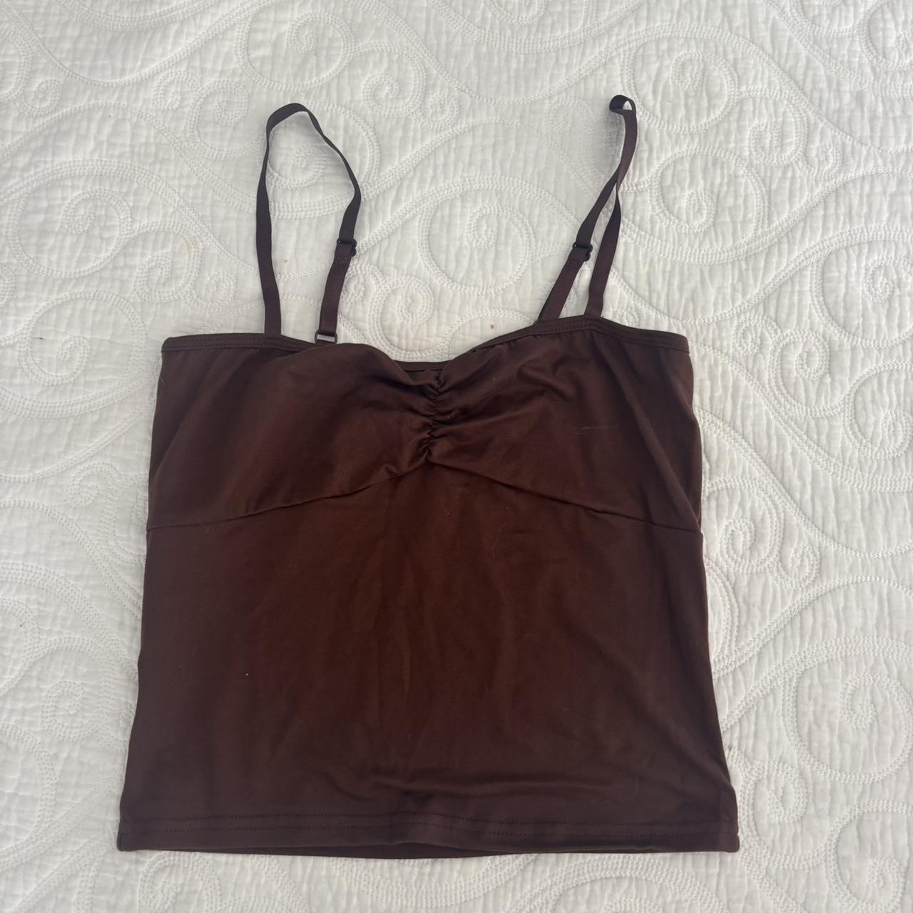 Brown SHEIN scrunch front tank #tanktop #shein #summer | Depop