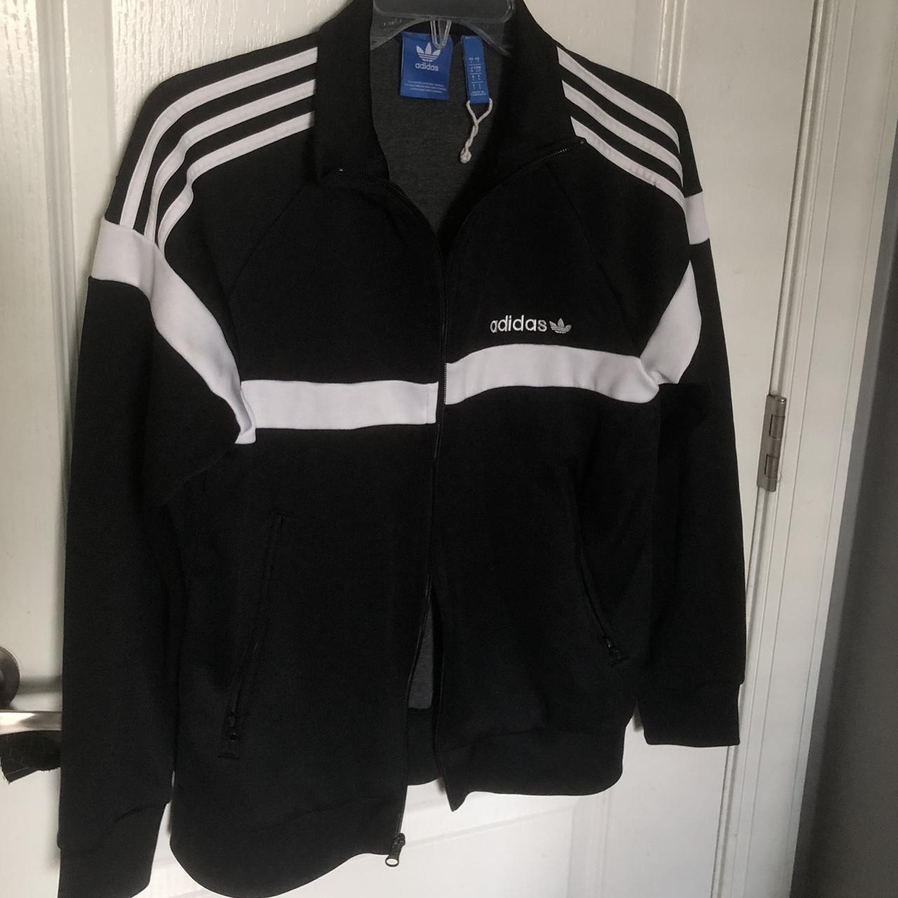 Adidas Women's Black and White Jacket | Depop