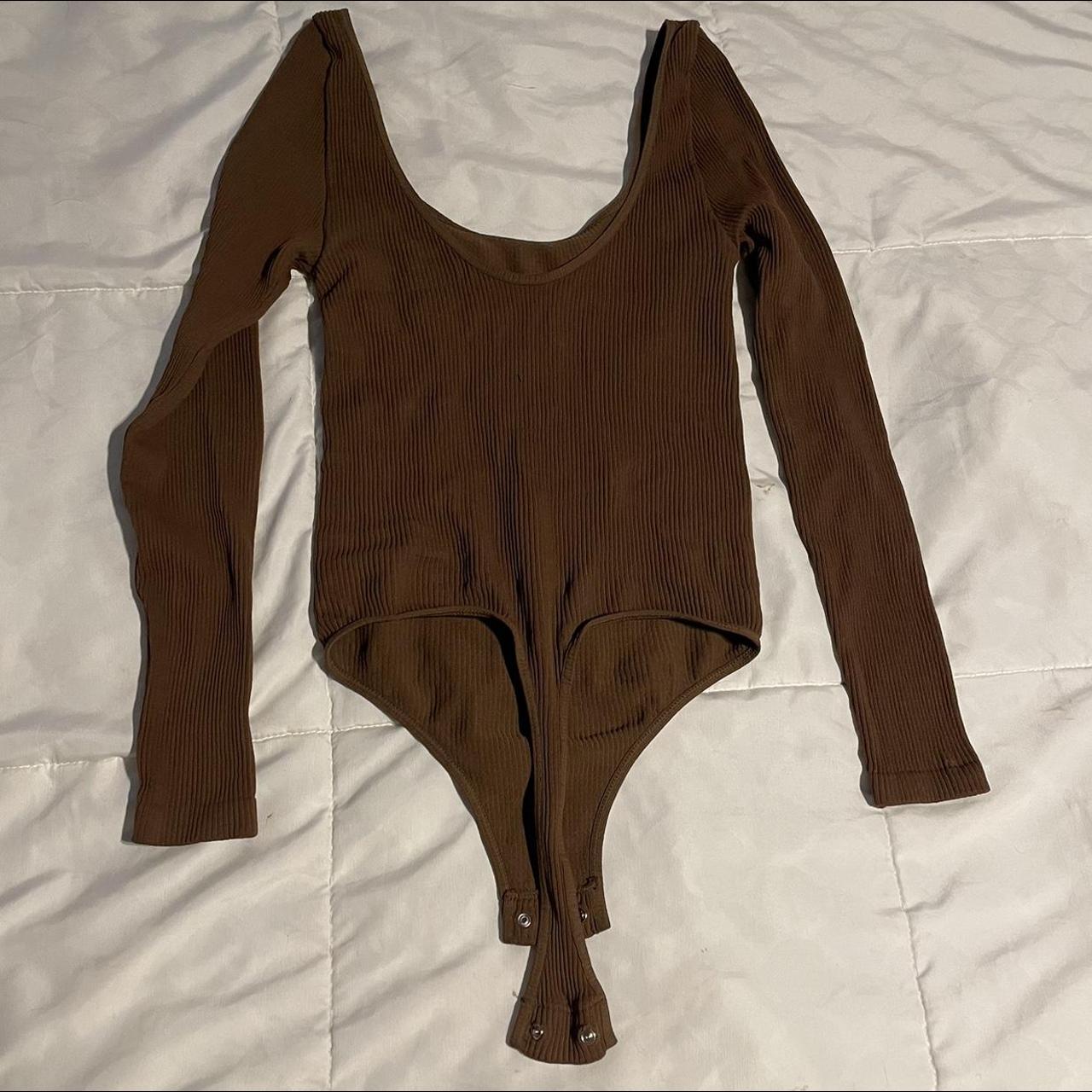 brown body suit no tags, never worn xs/s - Depop