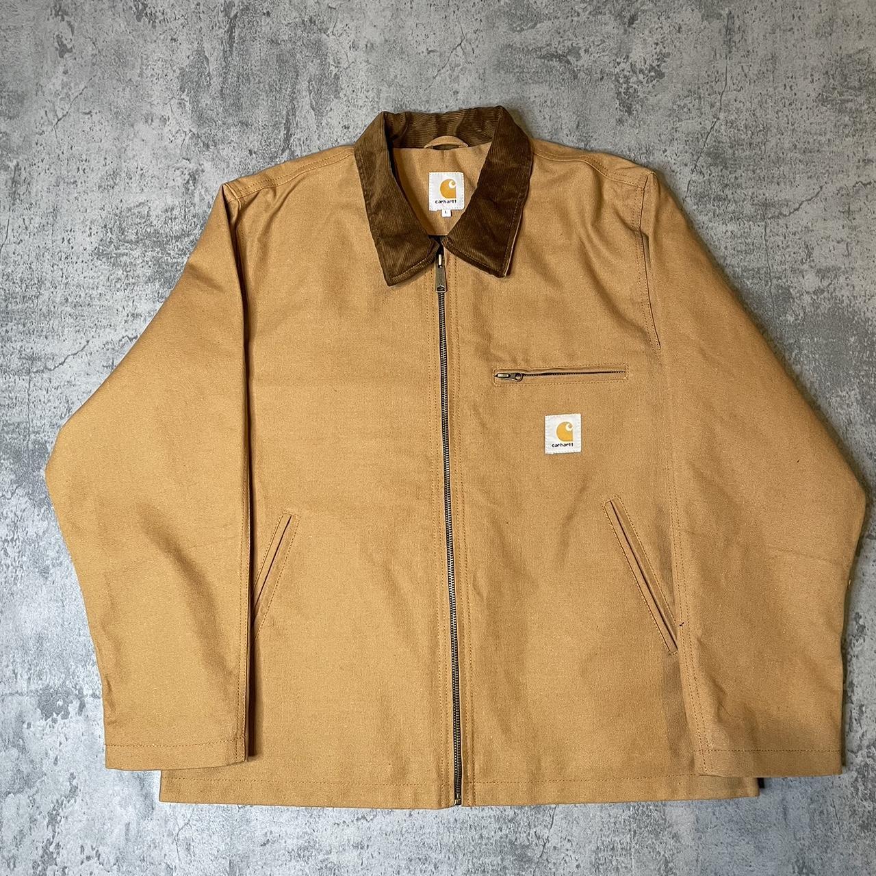 Carhartt rework Detroit jacket in tan and brown.... - Depop
