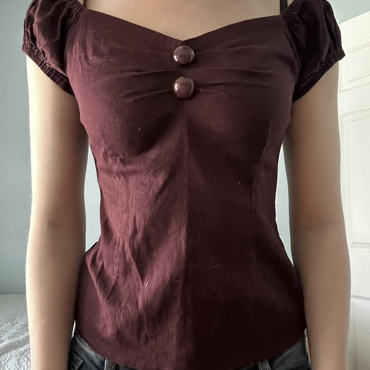 Very pretty maroon top!! It has no stretch and a... | Depop