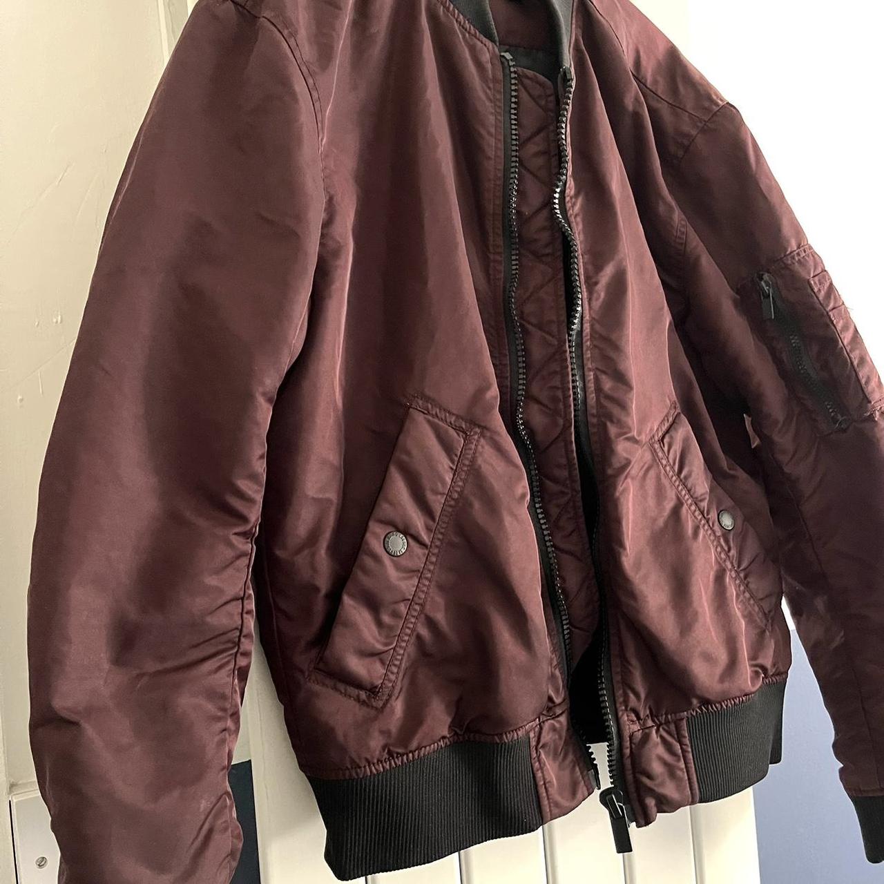 H&M Men’s Maroon/Burgundy Bomber Jacket. Men’s... - Depop