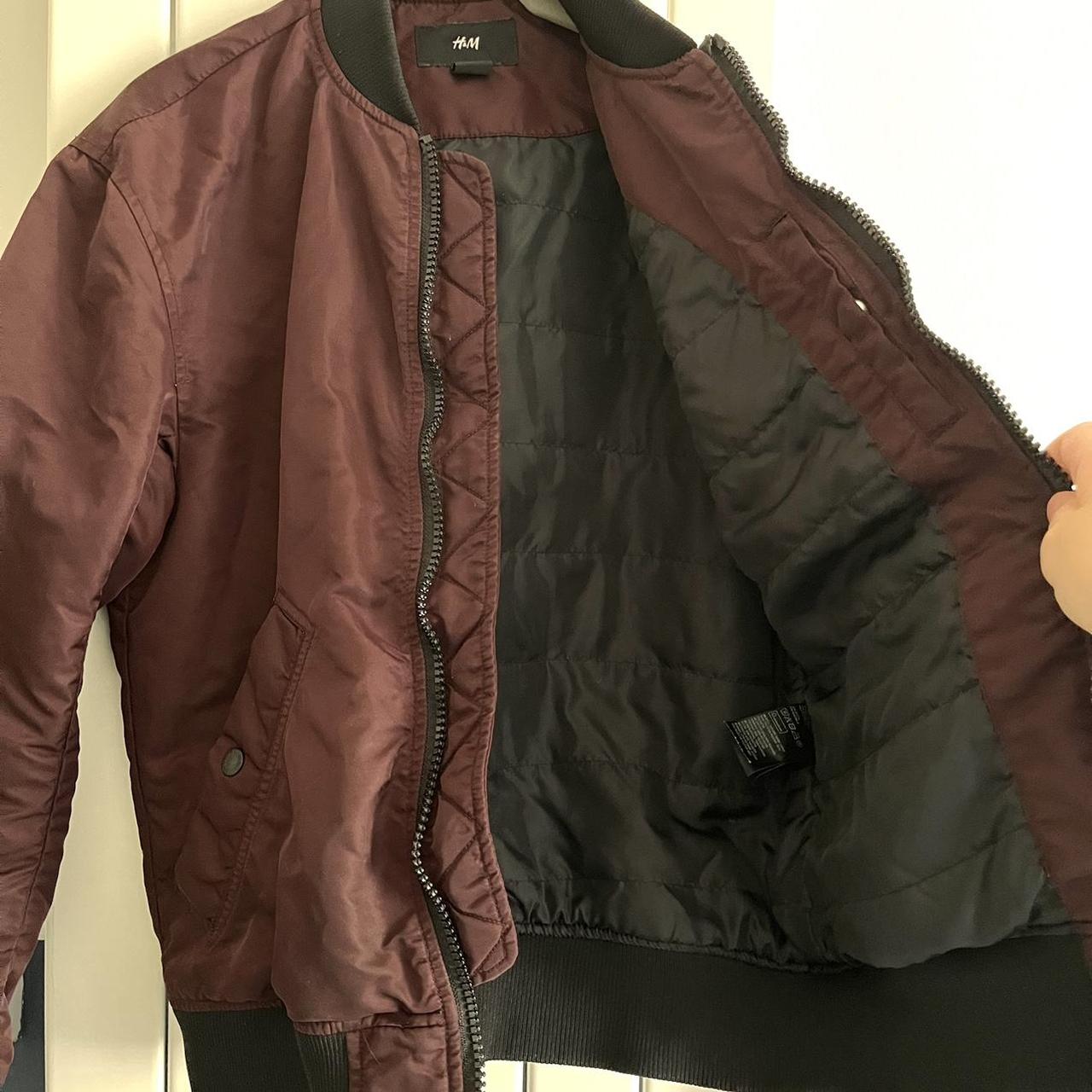 H&M Men’s Maroon/Burgundy Bomber Jacket. Men’s... - Depop