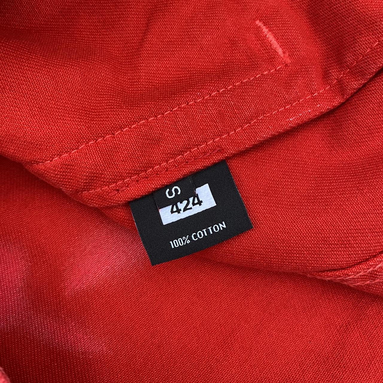 Archived/Sample 424 x Armes Red Denim Jacket with... - Depop