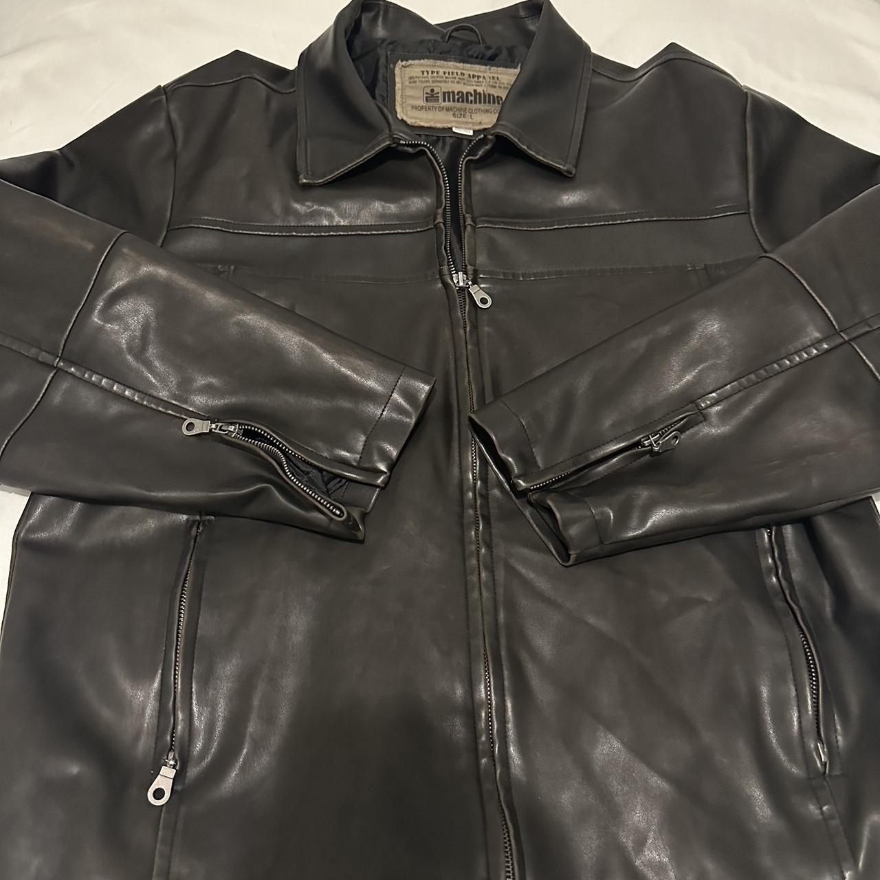 Leather like heavy weighted jacket Size large - Depop